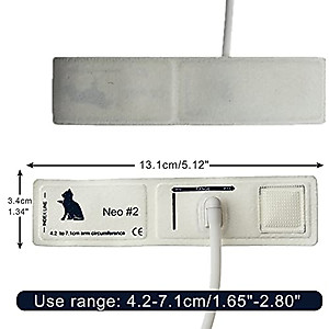 5 Pcs Veterinary Animal Blood Pressure Cuff,Disposable Pet Cat Sphygmomanometer Cuff Accessories - Fit Most Animal Monitor with 2 Kinds of Interfaces(#2 Cat)