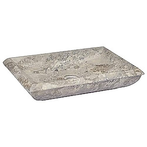 Sink Gray 19.7"x13.8"x3.9" Marble,Modern Marble Countertop Sink: A Stylish and Durable Addition to Your Bathroom Bath Fixtures，Bathroom Sinks