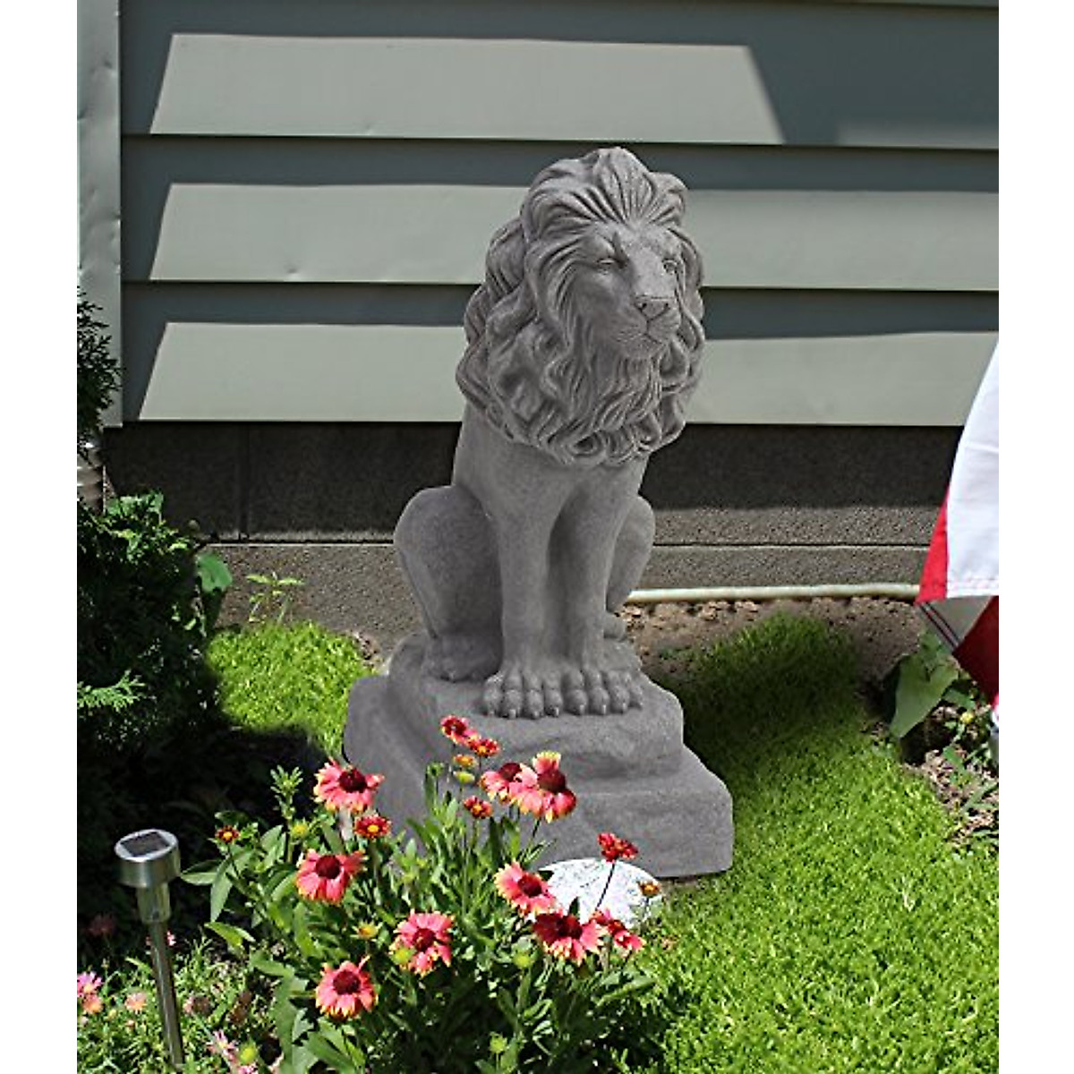 EMSCO Group Guardian Lion Statue – Natural Granite Appearance – Made of Resin – Lightweight – 28” Height