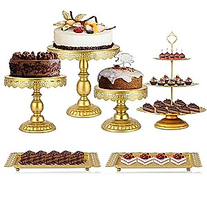 Gold Cake Stand Set Gold Metal Round Cupcake Stand for Wedding Birthday Party (8In/10In/12In)