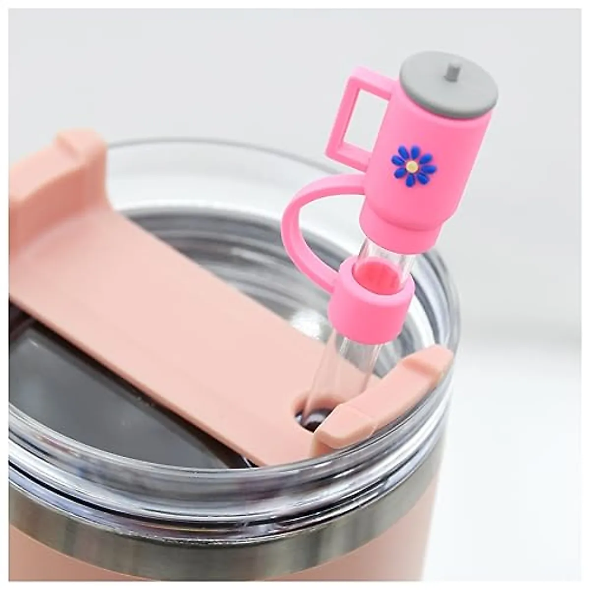 Straw Cover Cap for Stanley Cup,Silicone Straw Topper Compatible with 30 and 40 Oz Tumbler with Handle,10 mm 0.4 in Reusable Straw Tips Lids