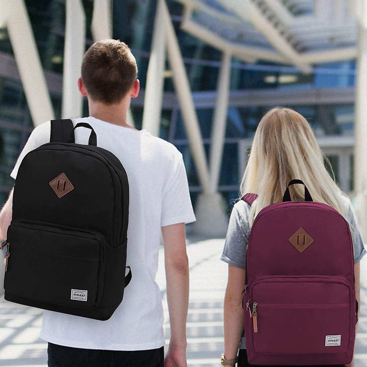 RAVUO School Backpack for Men Women, Water Resistant 15.6 inch Laptop Backpack Bookbags College Daypack Black Backpack School Bag with Side Pockets