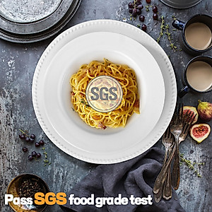 Artena Ceramic Cereal Bowls 22 oz, Embossment Soup Bowls Set of 6 & 10 Ounce Pasta Bowls Set of 4, Elegant White Soup Bowls, Wide Rim Salad Bowl, Premium Porcelain Pasta Plate Bowl, Shallow Soup Plate