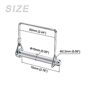 METALLIXITY Square Safety Coupler Pin 2pcs (3/8"x2.76"/ 10x70mm), Carbon Steel Shaft Locking Pin - for House Construction, Tractors, Trailers, Trucks, Mowers