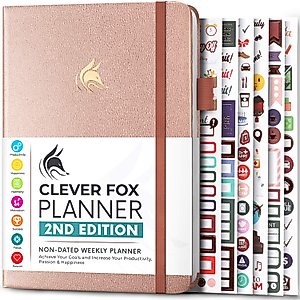 Clever Fox Planner 2nd Edition – Colorful Weekly & Monthly Goal Planner, Time Management & Productivity Organizer, Undated, A5 (Rose Gold)
