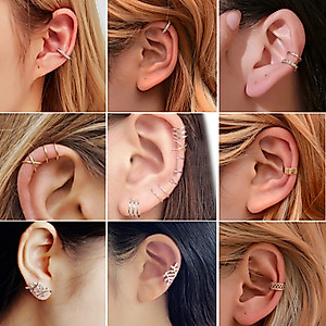 Jstyle 20Pcs Adjustable Ear Cuffs Earrings Set for Women Stainless Steel Non-Piercing Cartilage Clip On Wrap Earring Set