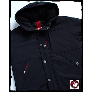 CANADA WEATHER GEAR Boys Winter Jacket - Heavyweight Softshell Bomber Parka Ski Coat (8-20), Size 10-12, Black