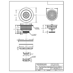 Westbrass A2145-62 3-1/2" Post Style Large Kitchen Sink Basket Strainer, Matte Black