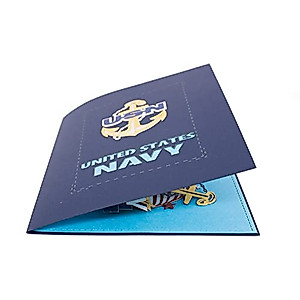 Aitpop 3D half-Handcrafted Patriotic Pop Up Navy Greeting Thank You Card with thick stikers - Perfect for Retirement, 4th of July ,for Birthday, for Valentine's Day, for Mothers Day, Spring, Fathers Day, Graduation, Wedding, Anniversary