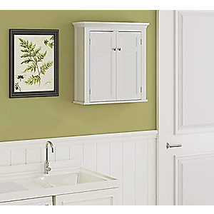 Spirich Home Bathroom Cabinet Wall Mounted, Hanging Bathroom Storage Cabinet Over Toilet, Medicine Cabinet with Doors and Shelves (White)