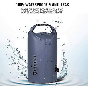 Unigear Dry Bag Waterproof, Floating and Lightweight Bags for Kayaking, Boating, Fishing, Swimming and Camping with Waterproof Phone Case (Gray, 2L)
