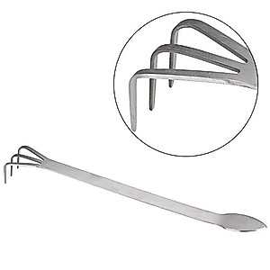 Gardening Rake, 2 in 1 Stainless Steel 3-Prong Loosen Soil Bonsai Tree Gardening Tool Root Rake and Spatula Patio Lawn Garden