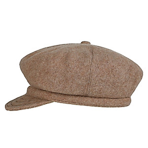 JASMIN DANTIYA Women's Lama-Wool Visor Beret Newsboy Hat Cap Cabbie Winter Cozy Hat (Khaki)
