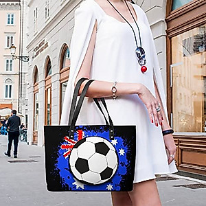 Womens Handbag Soccer Ball Leather Tote Bag Top Handle Satchel Bags For Lady