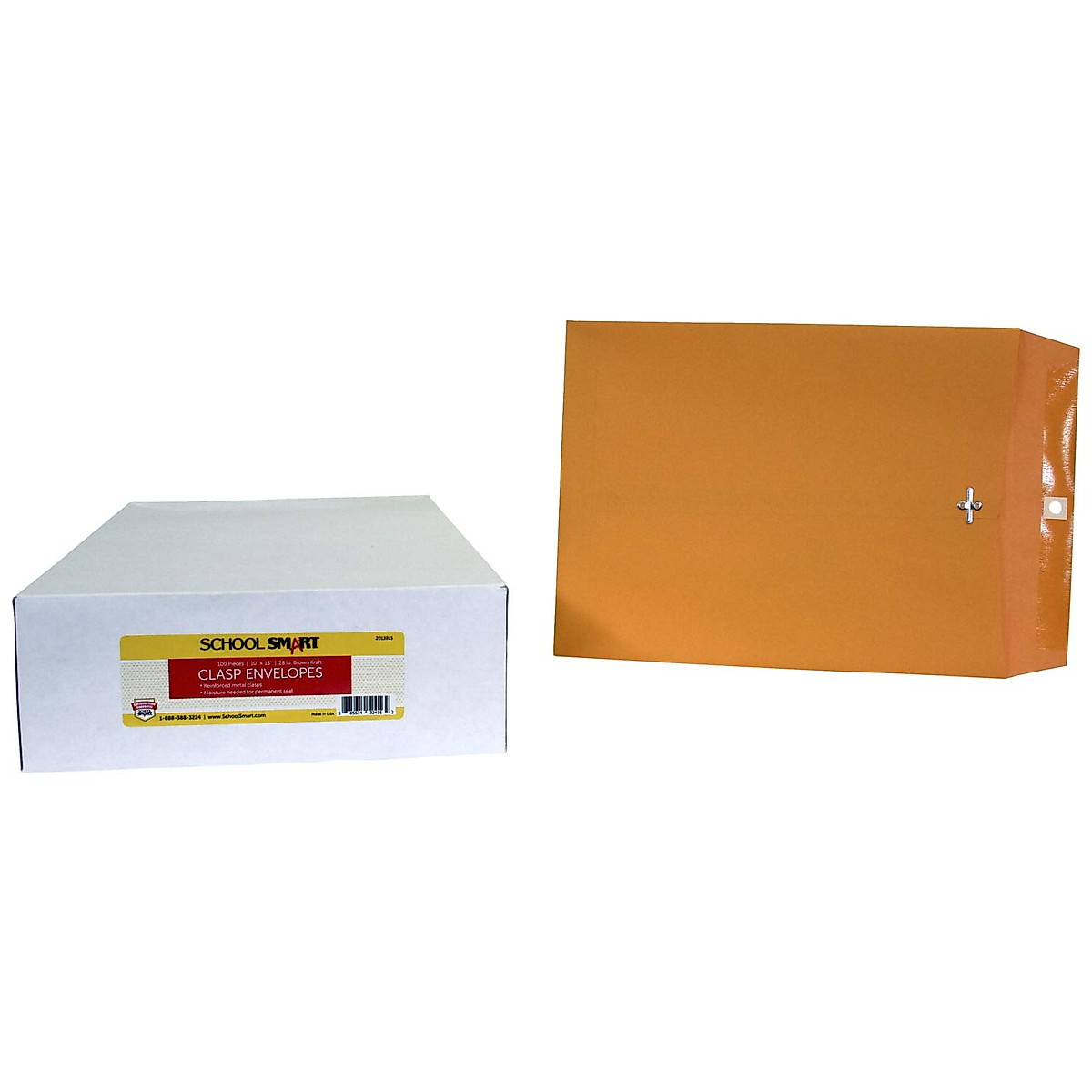 School Smart - 85046 Kraft Envelope with Clasp, 10 x 13 Inches, Pack of 100