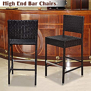 Strong Camel Dark Coffee Wicker Barstool Indoor Outdoor Patio Furniture All Weather Bar Stool-2 pcs