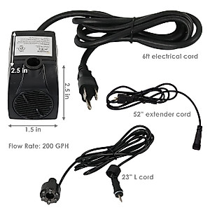 Sunnydaze Fountain Pump with White Light and Transformer - For Water Fountains, Aquariums, or Birdbaths - 4.3' Lift