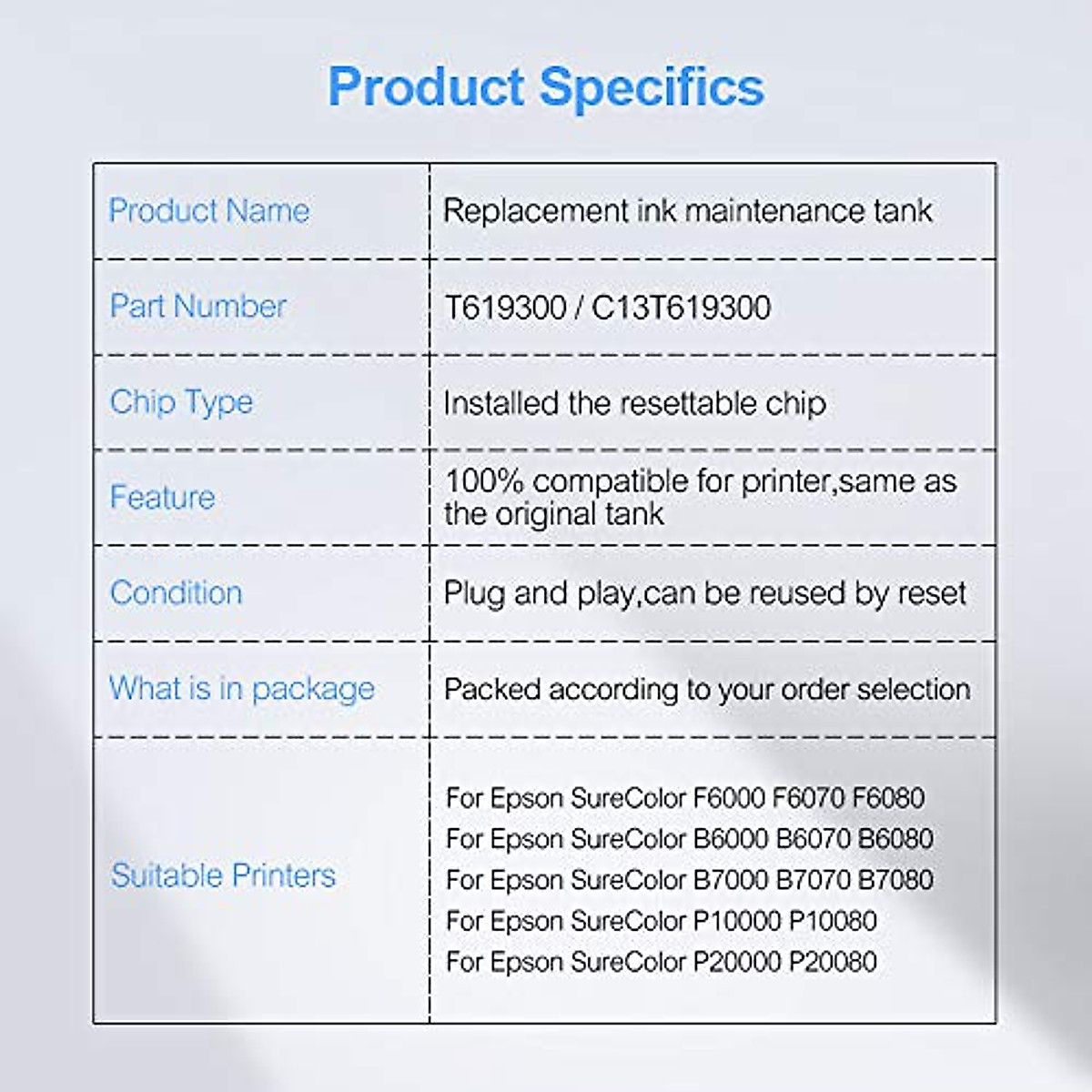UPink T6193 T619300 Maintenance Box Compatible for SureColor T3000 T5000 T7000 T3200 T5200 T7200 T3270 T5270 T7270 F6000 Printer Waste Ink Tank