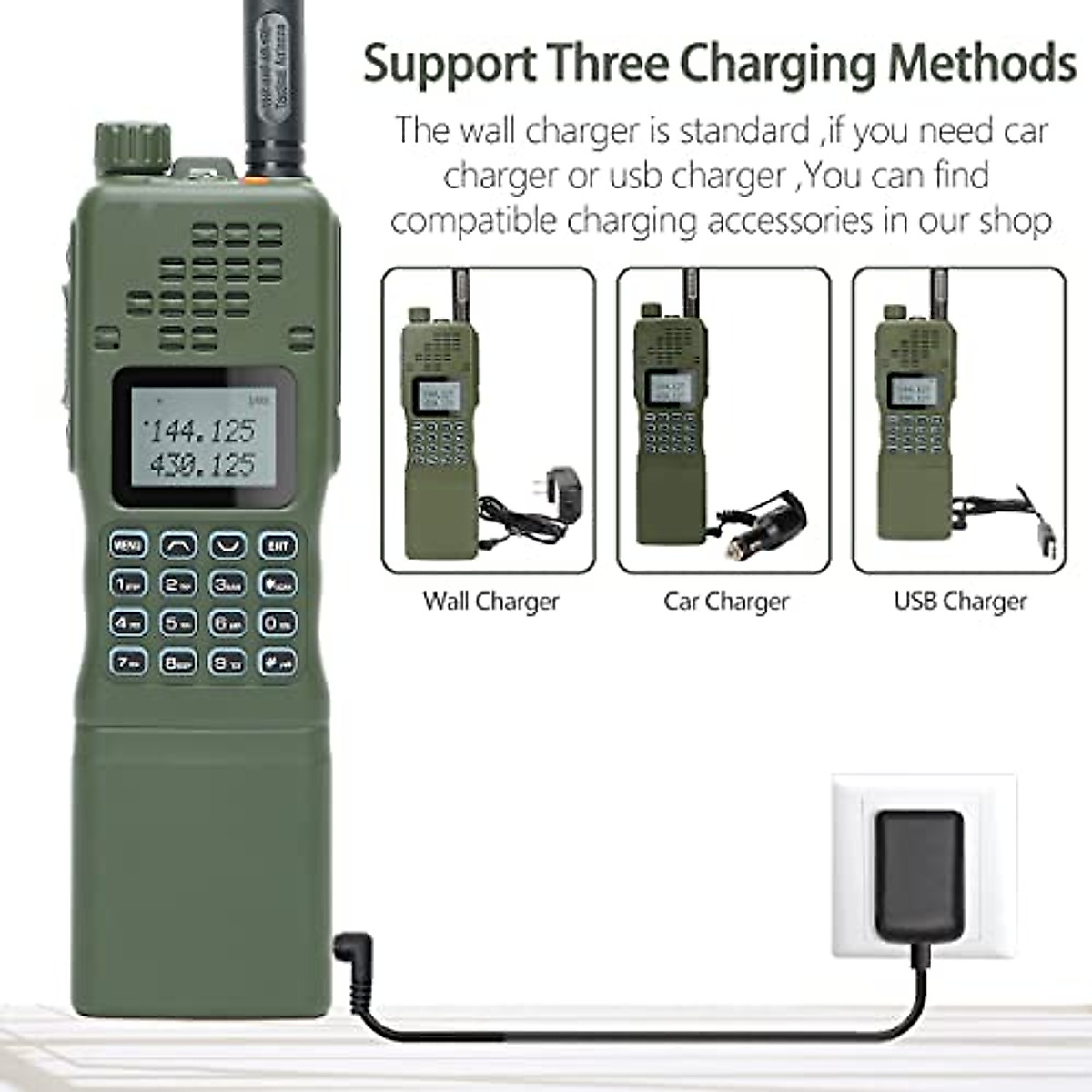 Baofeng AR-15210W High Power Ham Radio Portable Tactical Two Way Radio Long Range Walkie Talkie 12000mAh Battery Full Kits (Green)