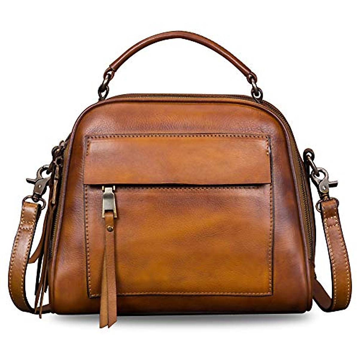 Genuine Leather Crossbody Bags for Women Handmade Vintage Hobo Handbag Clutch Satchel Purses (Brown)