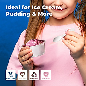 Fit Meal Prep 250 Pack 2 oz White Disposable Plastic Cups and 3 Inch Tasting Spoons - Portion Food Samplers for Restaurants Catering Party Appetizers Souffle Dressings Ice Cream Desserts