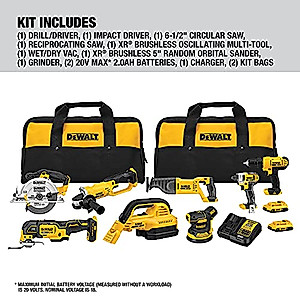 DEWALT 20V MAX* Cordless Drill Combo Kit , 8-Tool (DCK883D2)