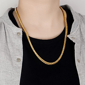 Dankadi Men 925 Sterling Silver Dragon Necklace 24K Gold Plated Vintage 5MM 20 "22" 24 "26" Franco Link Curb Chain Choker Fashion Punk Gold Fine Jewelry Gift (26 inch, Golden)