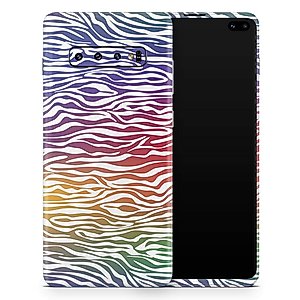 DesignSkinz Colorful Vector Zebra Animal Print Protective Vinyl Decal Wrap Skin Cover Compatible with The Samsung Galaxy S20 (Screen Trim & Back Glass Skin)