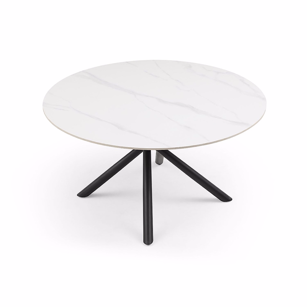 JURMALYN 53" Marble Dining Table Round Kitchen Table, Circle Dining Room Table with White Sintered Stone Top and Metal Legs Mid-Century Modern Dinner Table for 4 6 for Living Room Dining Room Kitchen