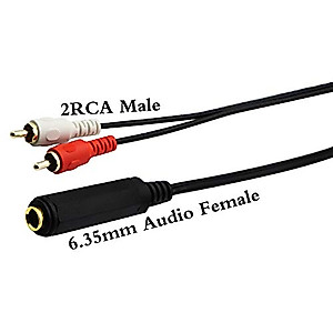 zdyCGTime 6.35mm to 2 RCA Y Splitter Cable, Gold-Plated 6.35mm (1/4 inch) TRS Female to 2 (Dual) RCA Male Stereo Audio Y Splitter Extension Adapter Cable (12Inch/30CM)