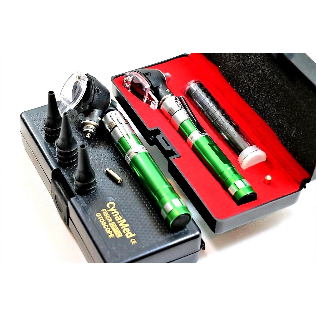 Premium 3.2V Pro Led Otoscope Set Fiber Optic with Hard Case Plus 1 Extra Bulb Cynamed