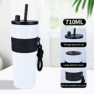 cdar Stainless Steel Coffee Cup 710ml Double-layer Insulated Coffee Mug Tumbler Travel Flask Hot Cold Water Bottle Car Vacuum Flask Black