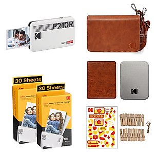 KODAK Mini 2 Retro 4PASS Portable Photo Printer (2.1x3.4 inches) Initial 8 Sheets + 60 Sheets + Gift Bundle, White