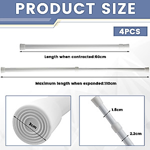 Fabbay Window Security Bar Adjustable Sliding Glass Door Lock Security Stick for Door with Rubber Tips, 23.62-39.37 Inch in Length(White, 2 Pieces)