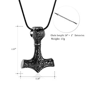 mingkejw 2pcs Thor Hammer Urn Necklace for Ashes Cremation Jewelry for Women Men Stainless Steel Viking Memorial Necklaces Ash Holder for Human Pets Keepsake Jewelry for Loved Ones with Fill Tool