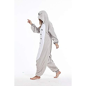 Sqlszt Animal Onesie Adult One Piece Pajamas Unisex Cosplay Costume for Women Men XL Grey