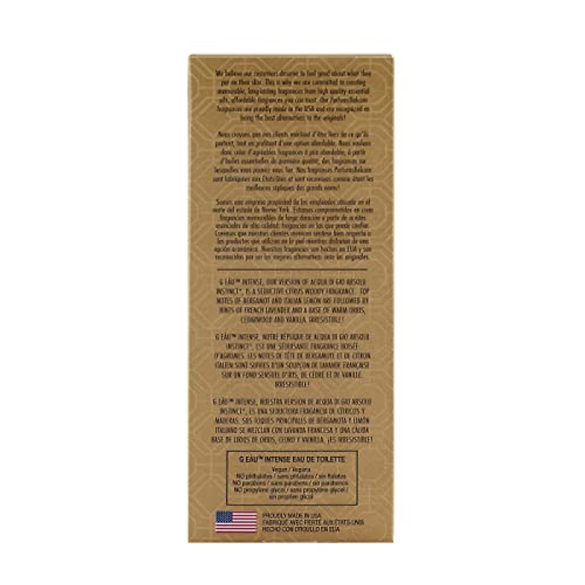 PB ParfumsBelcam G eau Intense Eau de Toilette Spray, Our Version of a Designer EDT, 100ml