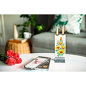 Flatyz Handmade Candle Gift Set with Steel Base - Flower Candle Mothers Day Gift - Candles for Women with Spring Candle Design – Cherry Blossom Candle Gifts - Womens Gifts Unique Cute Candle Aesthetic