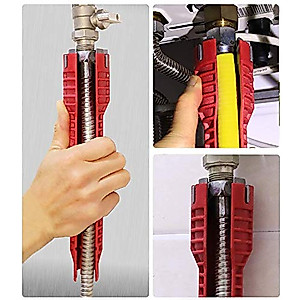 TenVirtues Faucet and Sink Installer Multifunctional Tool, 8-in-1 Screw Head Waste Pipe Extractor & 3 replaceable heads for Plumbing/Bathroom/Toilet Bowl/Sink/Kitchen Plumbing