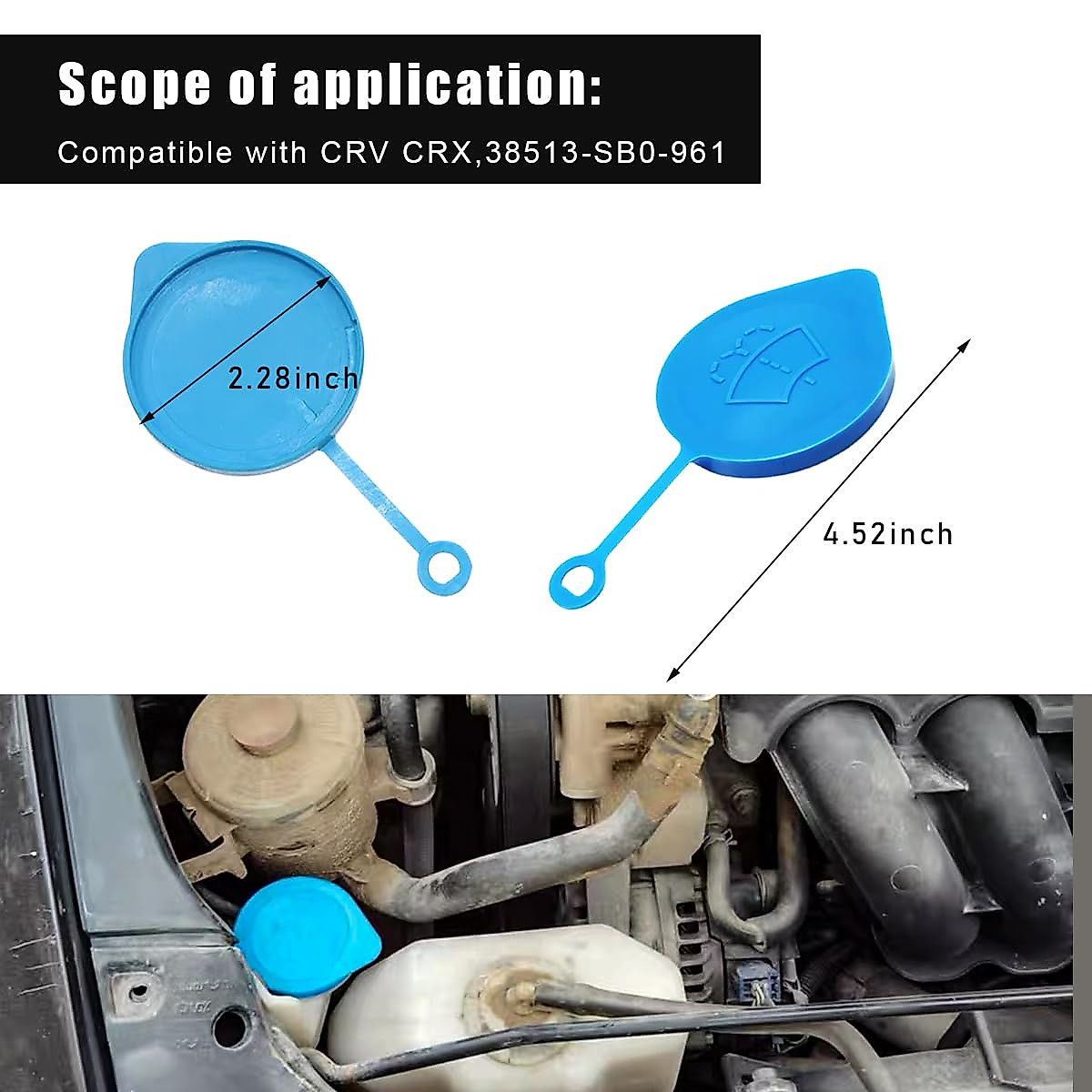 Kewucn Windshield Washer Fluid Reservoir Cap, Windshield Wiper Fluid Cap Replacement, Auto Tank Liquid Bottle Washer Fluid Cap, OEM 38513-SB​​0-9613 76802-SN7-G05 Vehicle Accessories