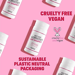 Drop Dead Gorgeous Non Aerosol Dry Shampoo Volume Powder by Handmade Heroes | 2oz | 100% Natural and Vegan, Sustainable and Aerosol Free | For Medium and Dark Hair Brunette | Volumizing hair powder suitable for Air Travel, Women and Men