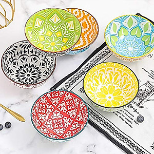 AHX Porcelain Dessert Bowls Cereal bowl - Ceramic Bowl Set of 6 - Colorful Small Bowls for Ice Cream | Soup | Cereal | Rice | Snack | Side Dish | Condiment Microwave and Dishwasher Safe -4.75 Inch
