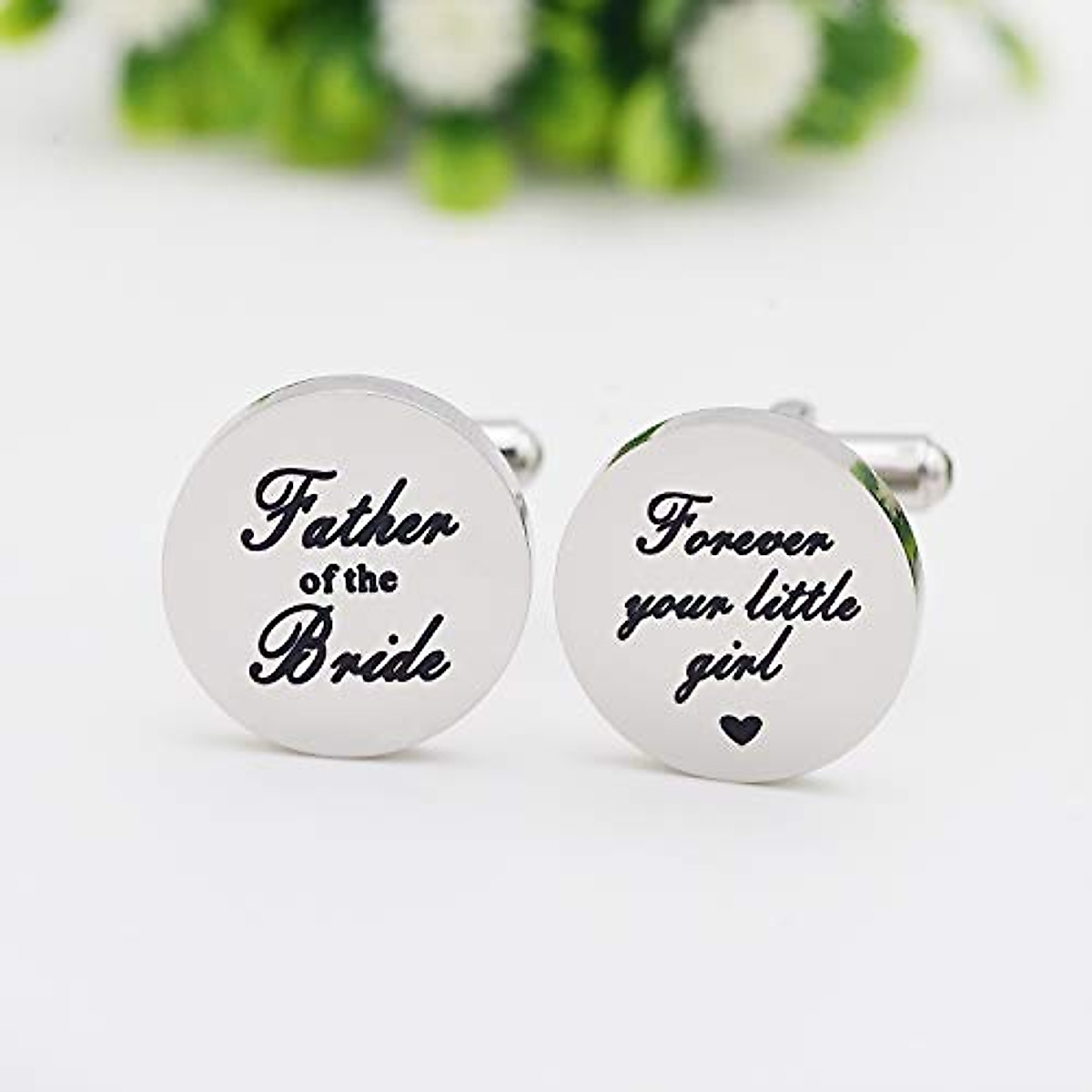 Melix Home Father of The Bride, Forever Your Little Girl Stainless Steel Cuff Links Gift for Dad from Daughter (Grey)