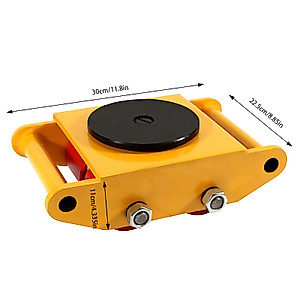 6T Industrial Machinery Mover Machinery Skate Dolly, 13200LBS Heavy Duty Carbon Steel Machinery Moving, 4 PU Wheels 360° Rotation for Warehouse, Workshop, Factory, 1PC