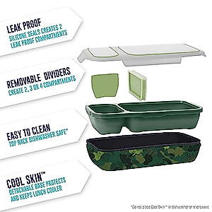 Smash Products Bento Switch Up with Bottle Camo - Leakproof with adjustable dividers and 16.9 fl oz Bottle Camouflage colored