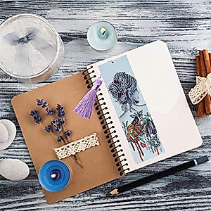 F-ber 5D Diamond Painting Bookmarks Creative Leather Tassel Bookmark DIY Beaded Bookmarks Adults DIY Bookmarks Rhinestone Mosaic Gift for Kids Adults Arts Craft Gifts (Women Sets)