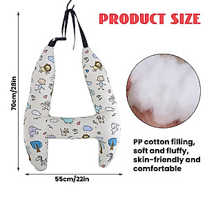 Car Pillow for Kids, H-Shape Car Seat Pillow for Kids, Portable Kids Travel Pillow, Adjustable Kids Neck Pillows for Long Trips (Dinosaur)