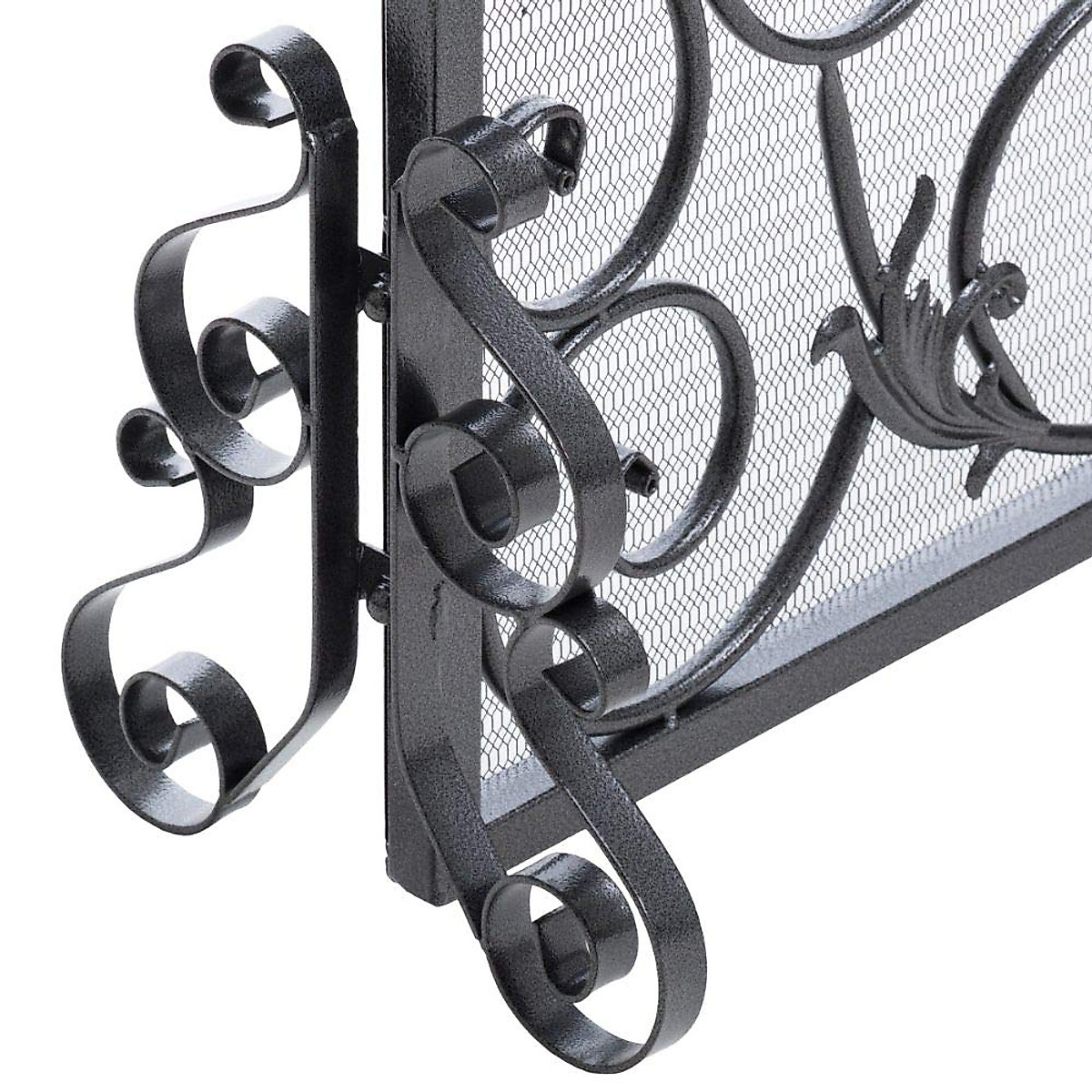 Christopher Knight Home Wilmington Fireplace Screen, Silver Flower On Black