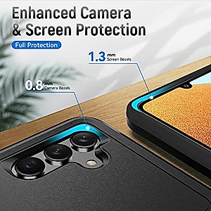 Warsia for Galaxy A13 5G Case, Samsung Case with Screen Protector,Heavy-Duty Tough Rugged Shockproof Protective Phone, Black