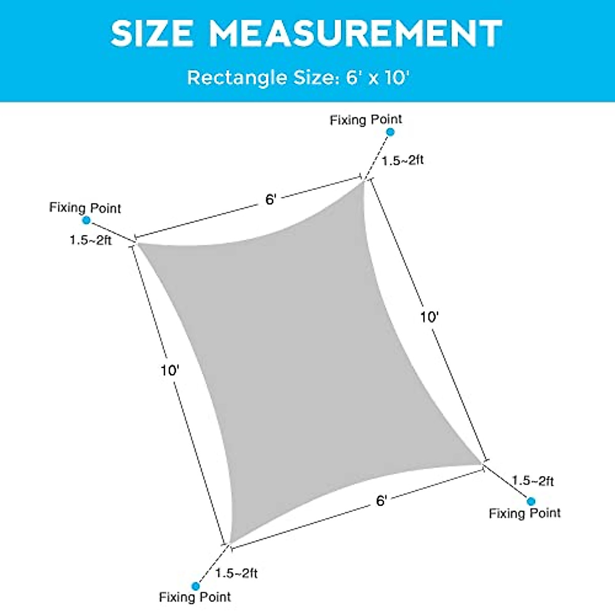 LAUREL CANYON 6' x 10' Sun Shade Sail Rectangle UV Bloack Patio Canopy for Outdoor Lawn Garden, Yellow Color